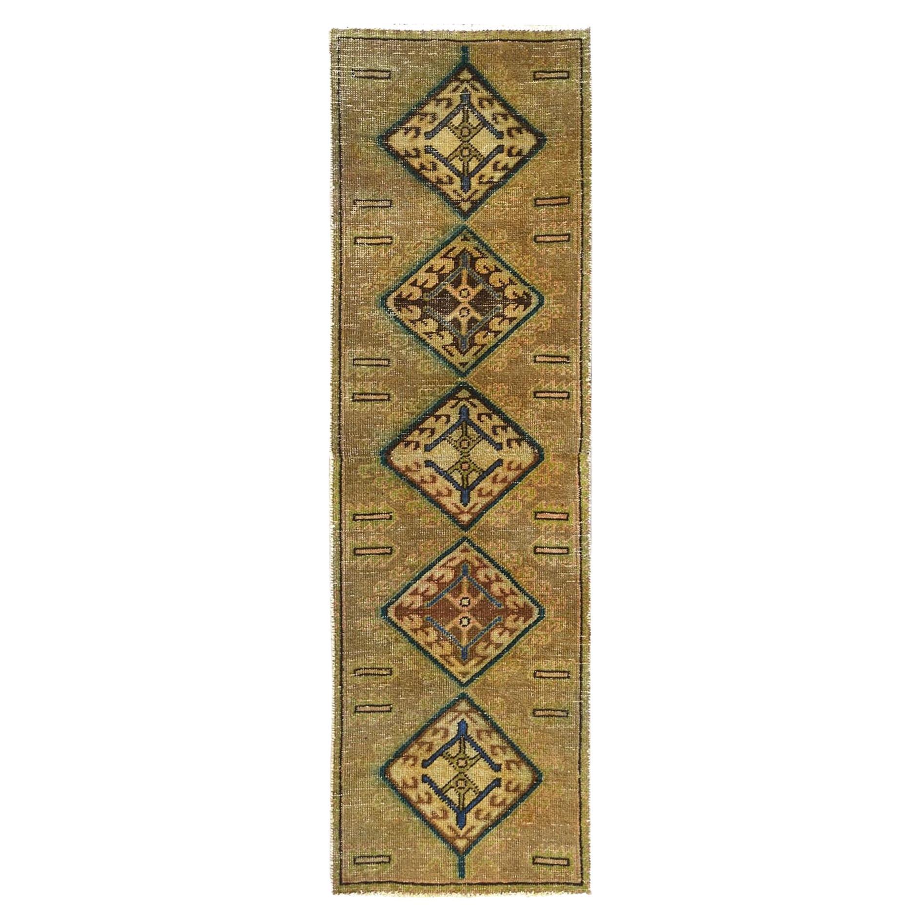 Rich Red Worn Wool Hand Knotted Bohemian Vintage Persian Shiraz Sheared ...