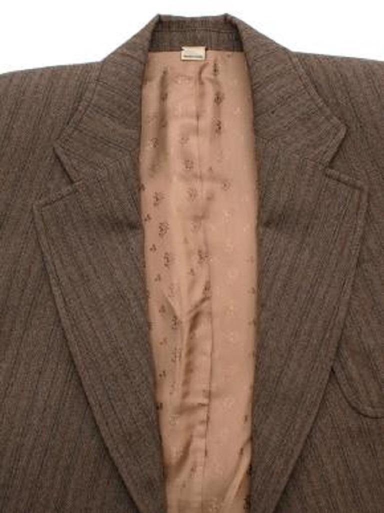 Brown Woven Wool Striped Double Breasted Blazer For Sale at 1stDibs