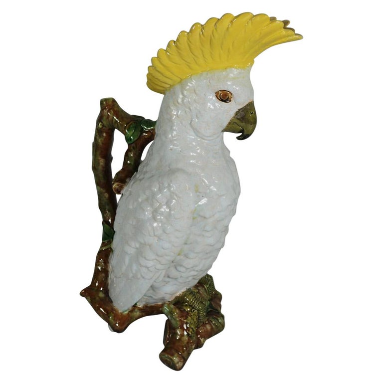 Brownfield Majolica Cockatoo Jug/Pitcher at 1stDibs