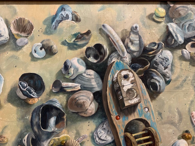 Unknown - American oil painting, Still life of Sea Shells Late 20th ...