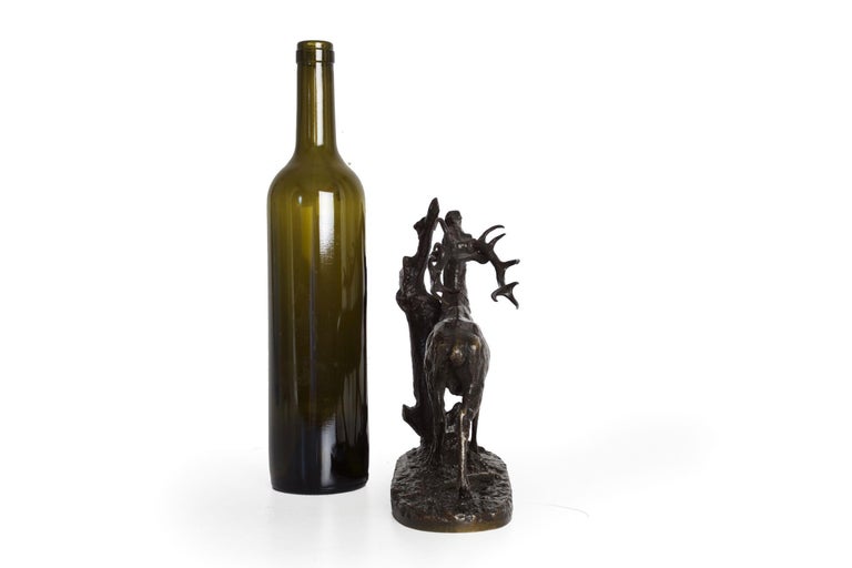 “Browsing Stag” 1843 Antique French Bronze Sculpture by Pierre Jules ...