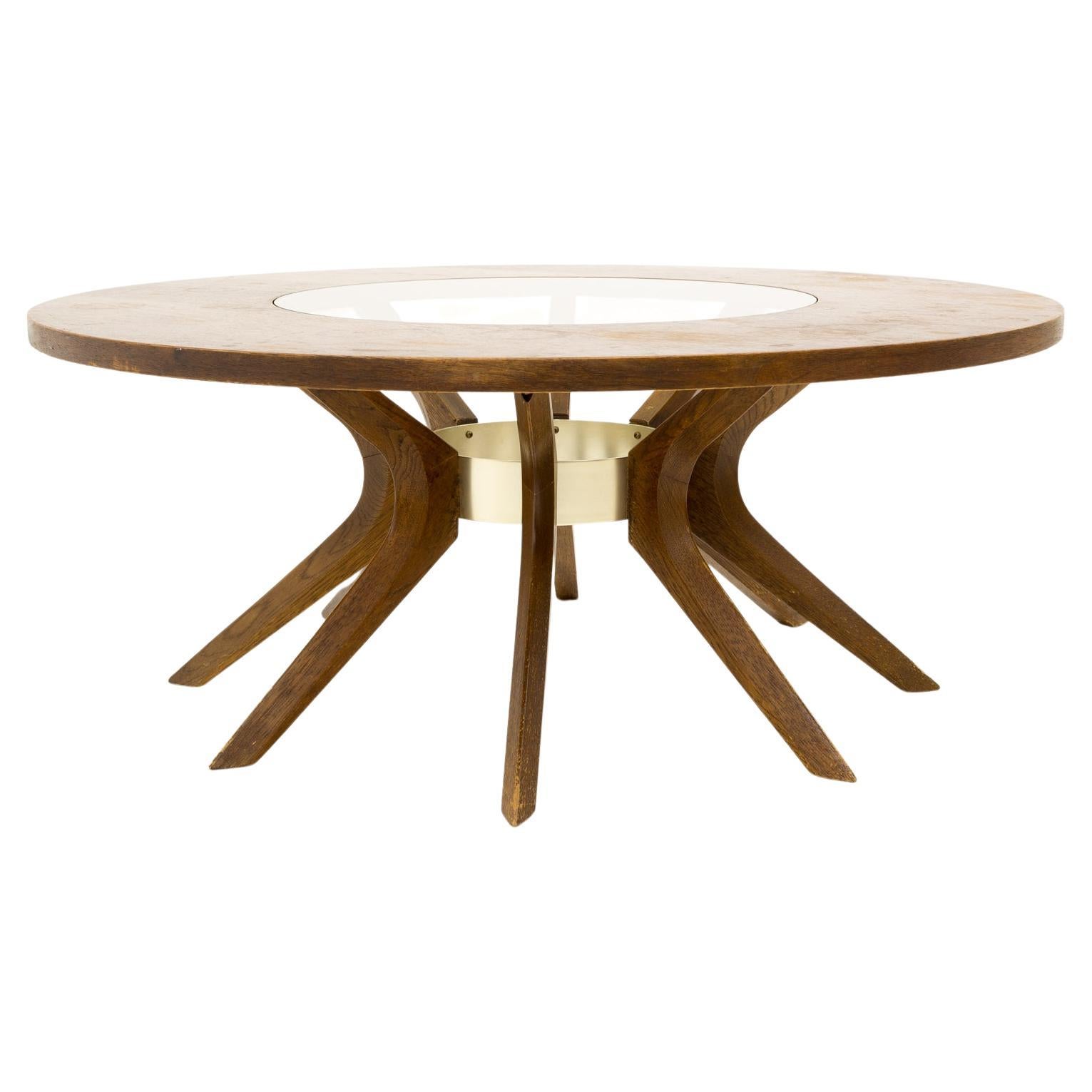 Mid-Century Modern Round Glass Coffee Table For Sale at 1stDibs