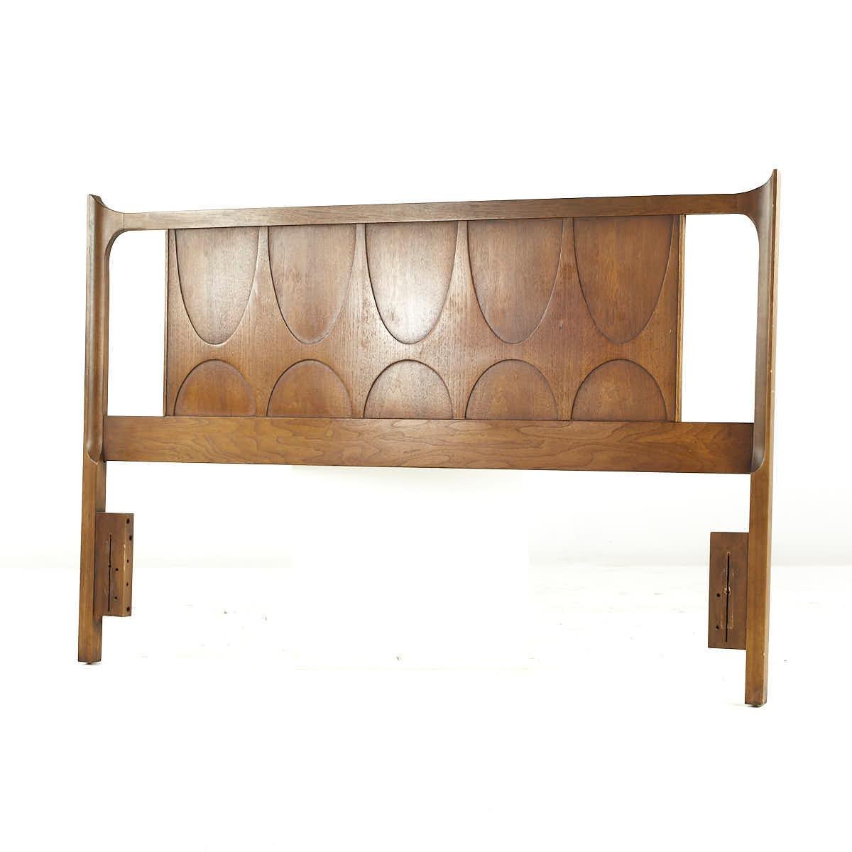 Broyhill Brasilia Mid Century Queen Walnut Headboard For Sale at 1stDibs