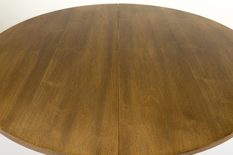 Broyhill Brasilia Mid Century Round Walnut Pedestal Dining Table at 1stDibs