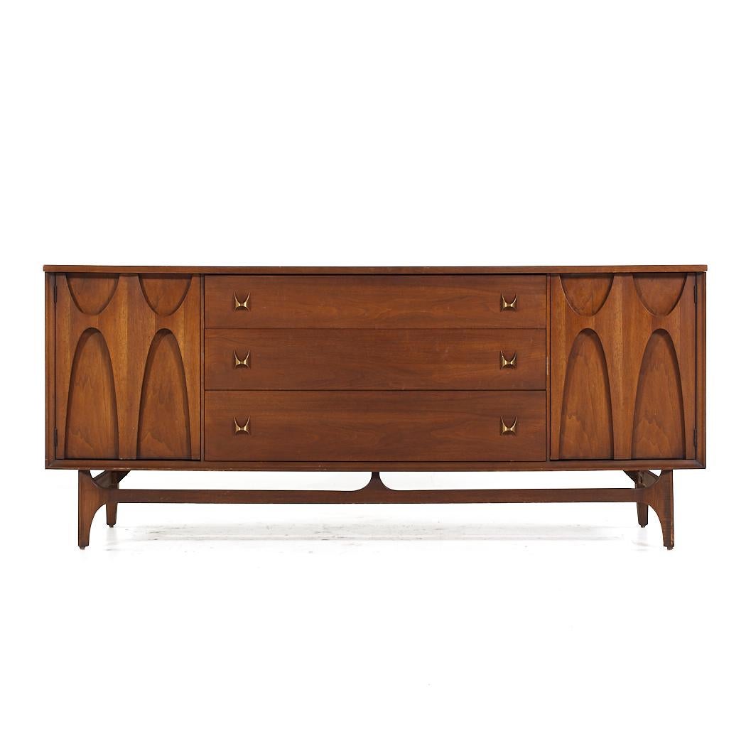 Broyhill Brasilia Mid Century Walnut 9 Drawer Long Lowboy Dresser For ...