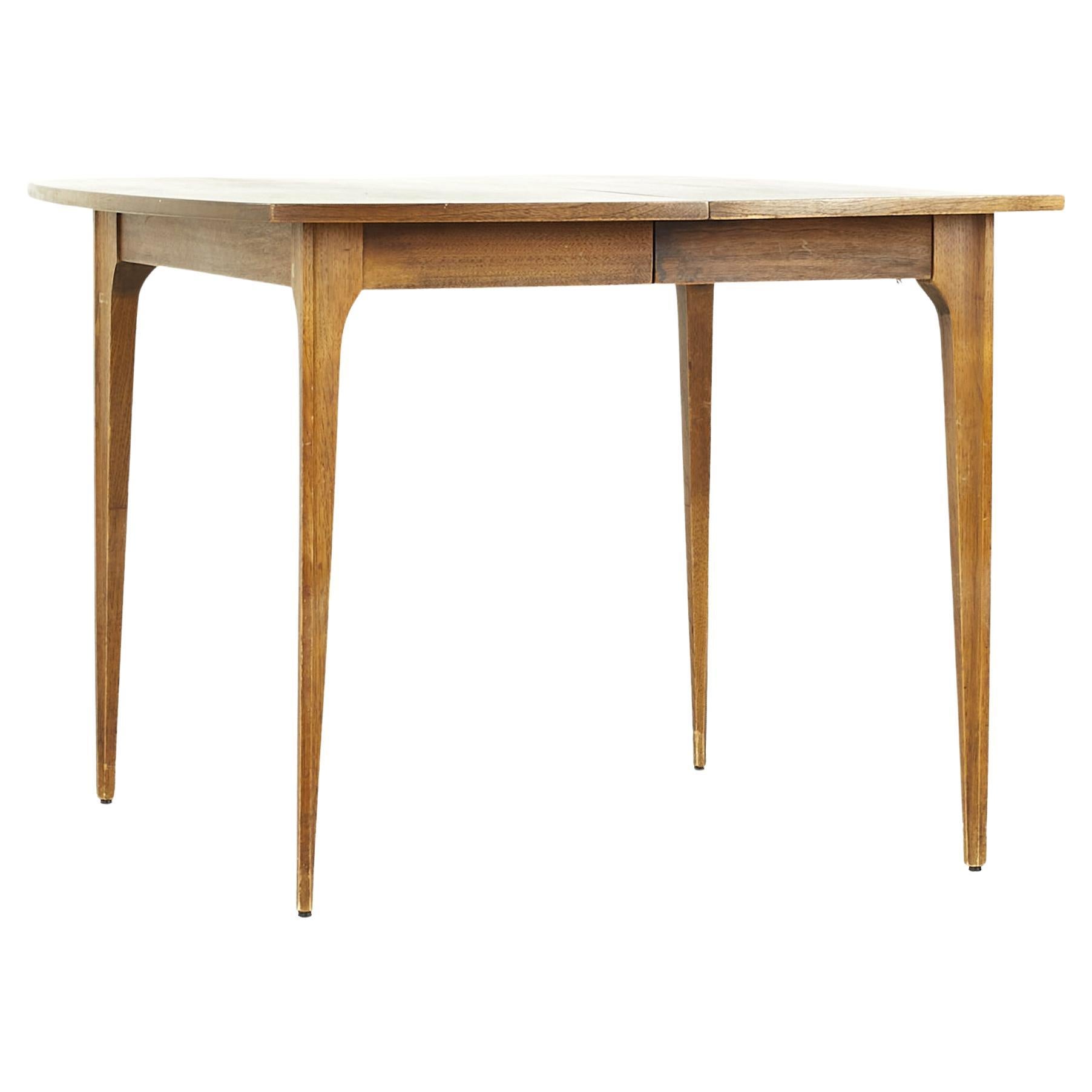 Mid Century Modern Sculpted Walnut Expanding Dining Room Table with 3 ...