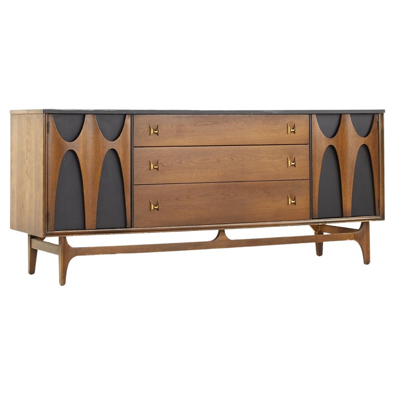 Broyhill Brasilia Mid Century Walnut Extra Long Lowboy Chest Of Drawers ...