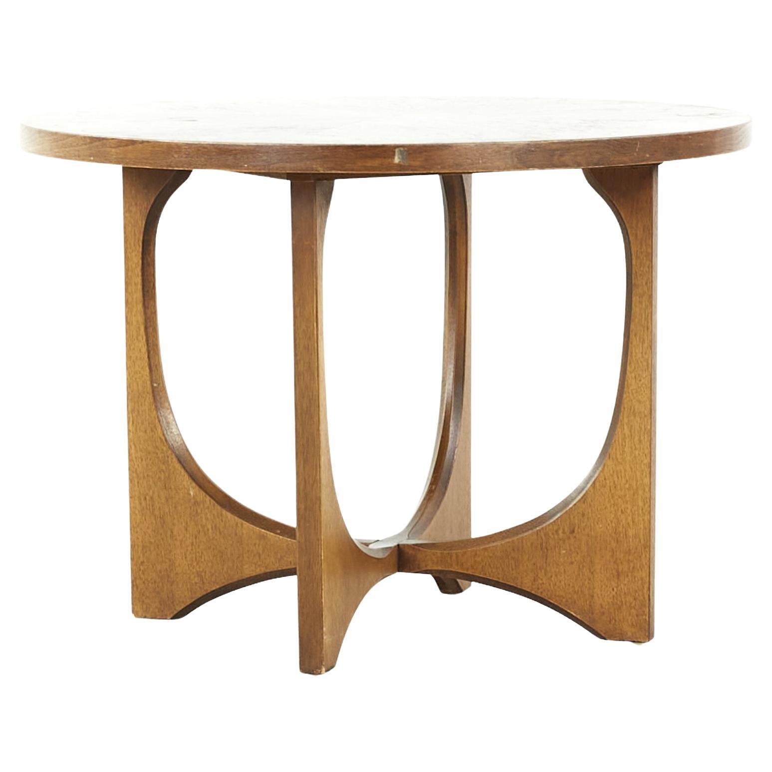 Pair or Round Walnut Peristalsis Side Table at 1stDibs