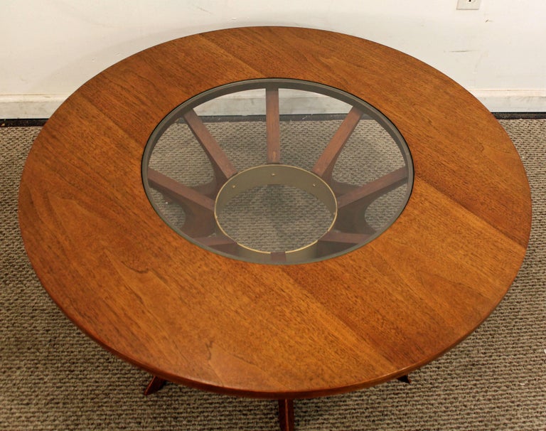 Mid-Century Walnut and Glass Sculpted 'Sputnik' Round Coffee Table at ...