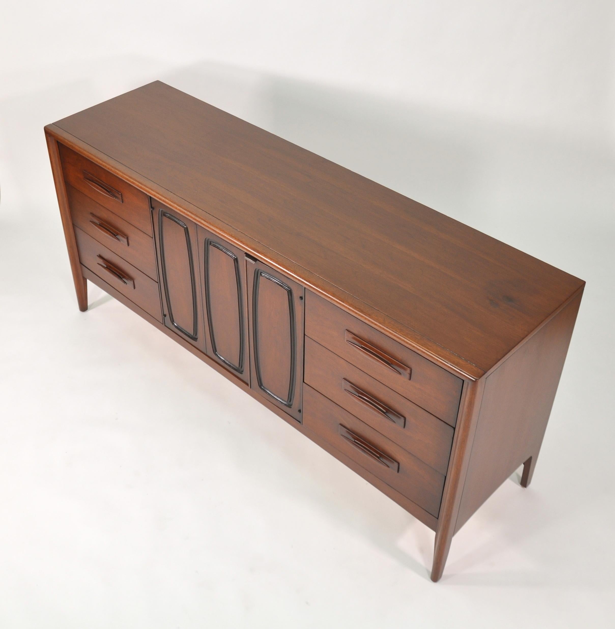 Broyhill Emphasis Walnut Triple Dresser at 1stDibs | broyhill emphasis ...