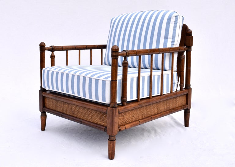 Broyhill Premier British Colonial Style Chair and Ottoman at 1stDibs