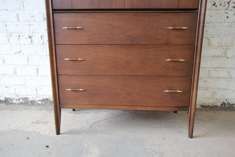 Broyhill Saga Mid-Century Modern Walnut Highboy Dresser at 1stDibs ...