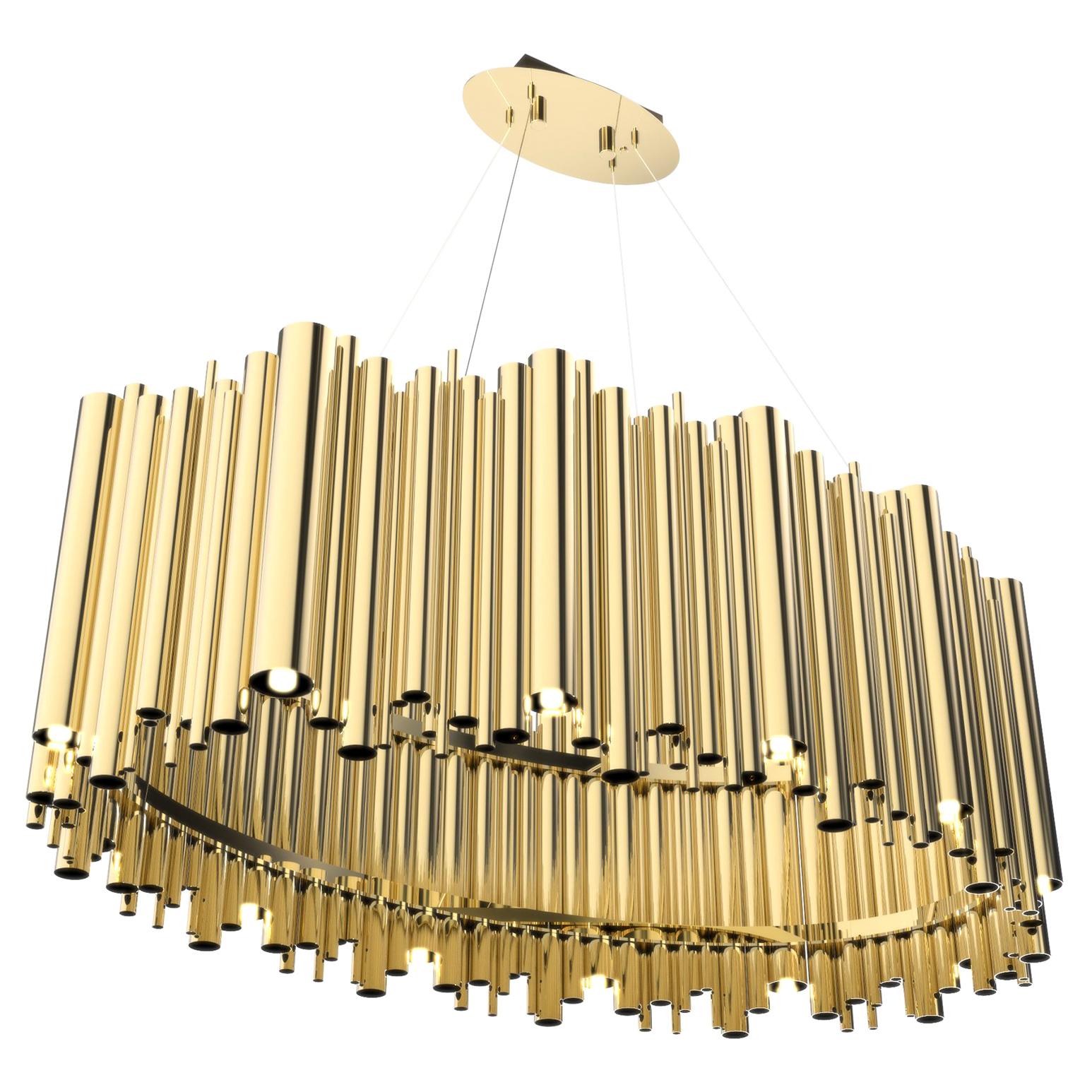 Hendrix Pendant Light in Brass with Gold-Plated FInish For Sale at 1stDibs
