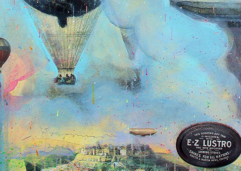Bruce Helander - Hot Air (Blue, Yellow, Contemporary Narrative Painting ...