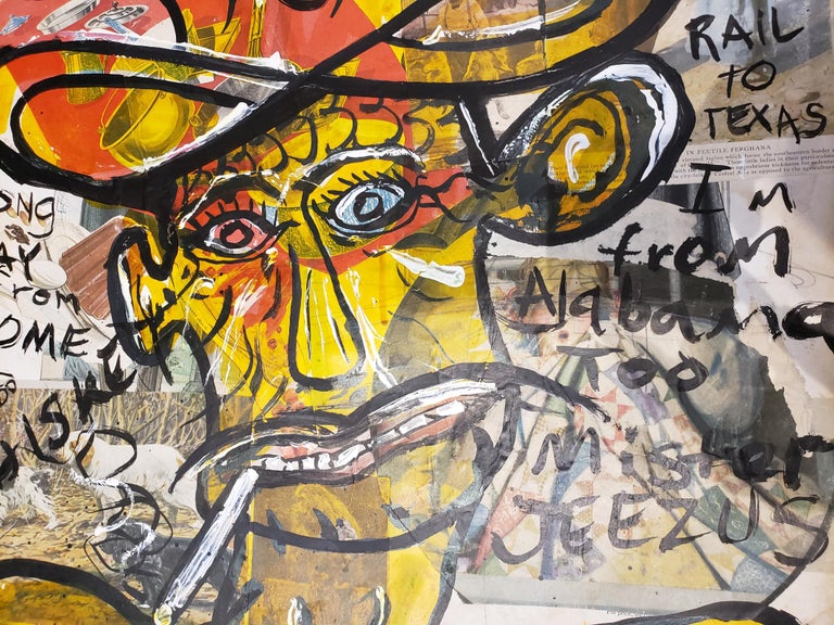 Bruce Lee Webb Painting on Vintage Collage at 1stDibs