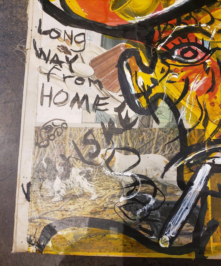 Bruce Lee Webb Painting on Vintage Collage at 1stDibs