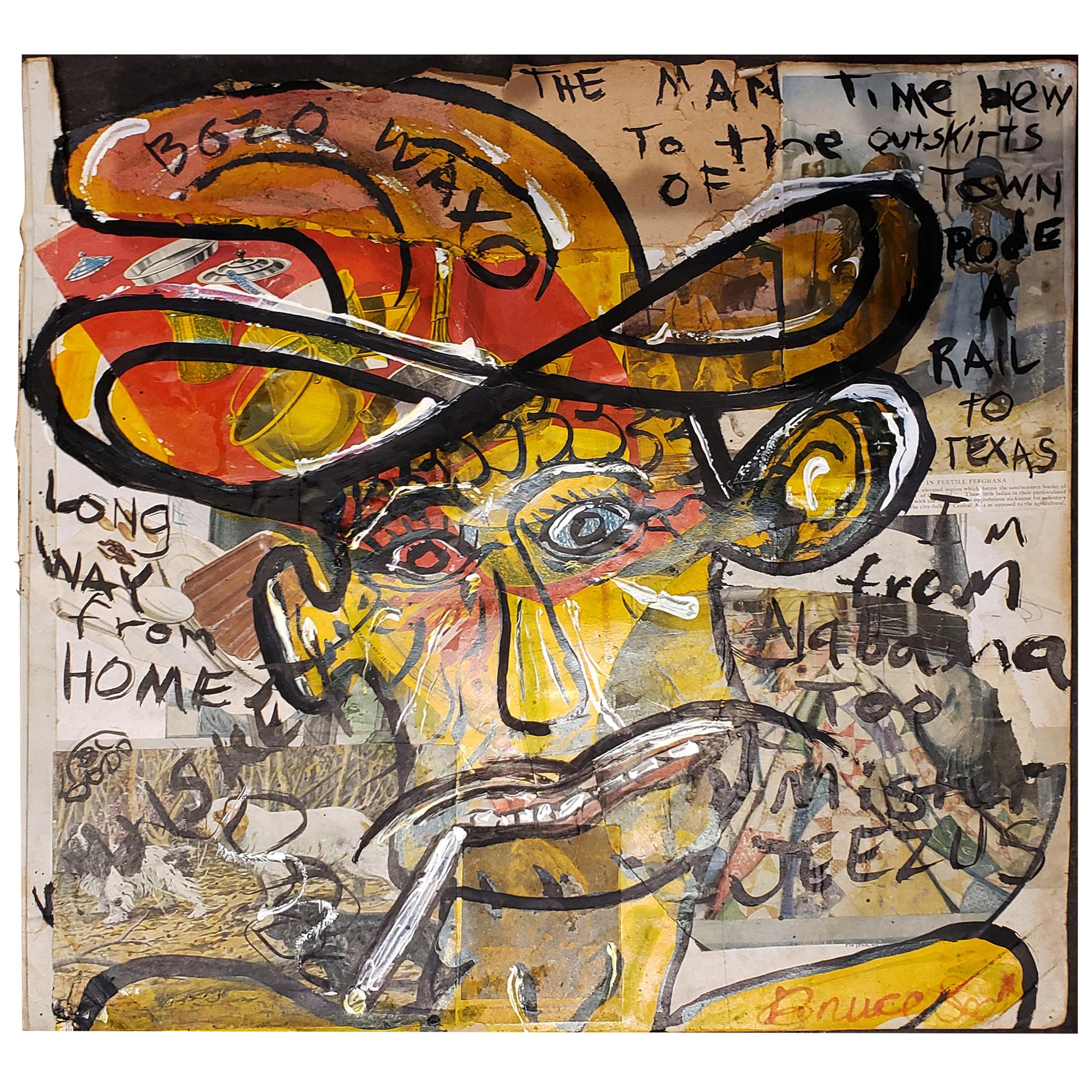 Bruce Lee Webb Painting on Vintage Collage at 1stDibs