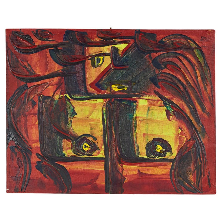 Bruce Myers Mid-Century Abstract Original Oil on Canvas Painting No. 5 ...