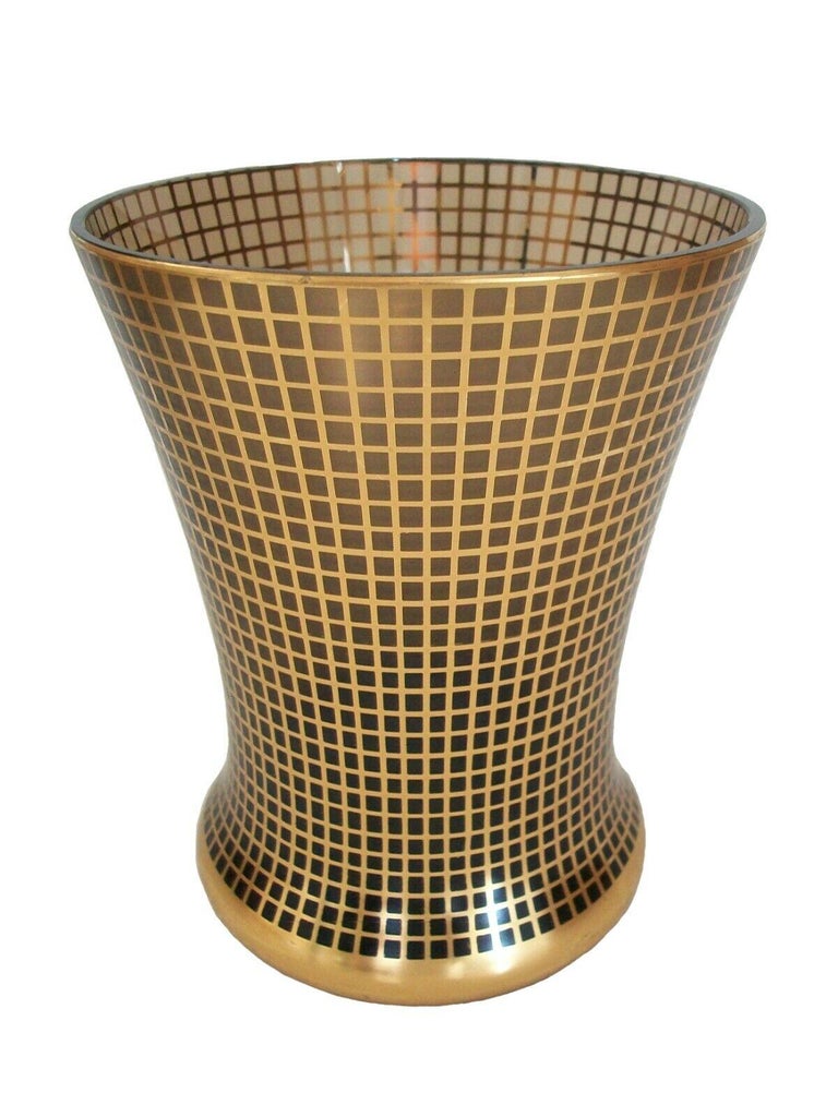 Brüder Podbira, Art Deco Topaz Glass Vase with Gilded Grid, C.R., circa ...