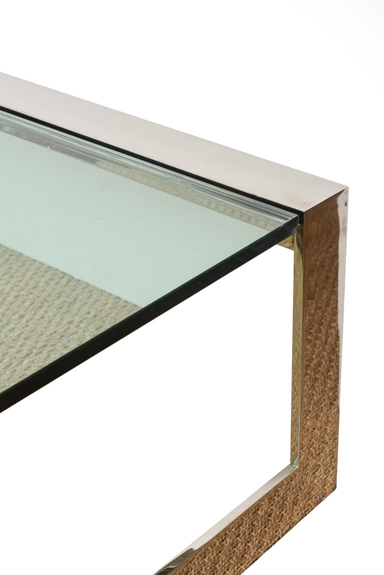 Brueton Stainless Steel and Glass Modernist Square Cocktail Table at ...