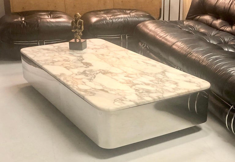 Brueton Stainless Steel and Marble Floating Coffee Cocktail Table at ...