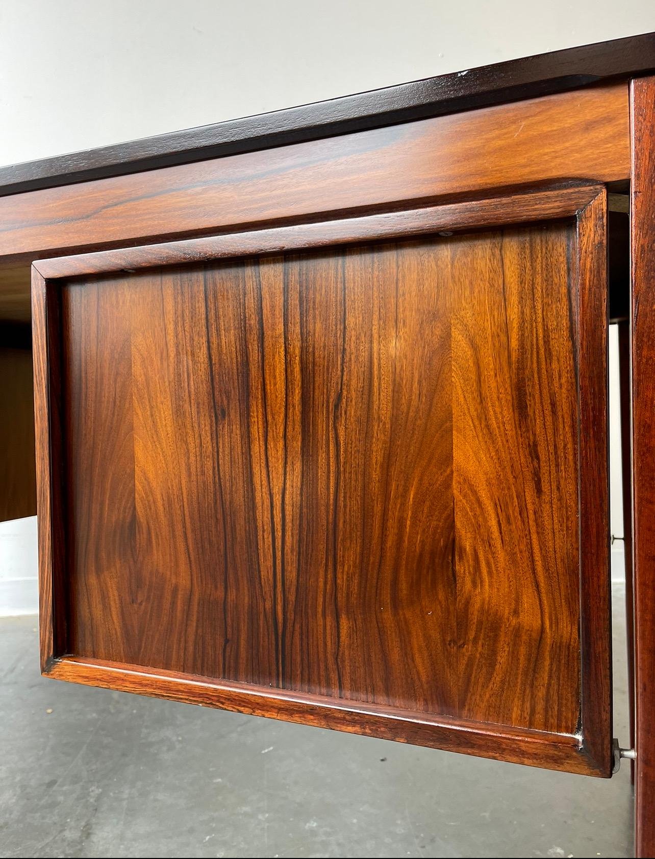 Bruksbo Mid Century Danish Rosewood Executive Desk at 1stDibs
