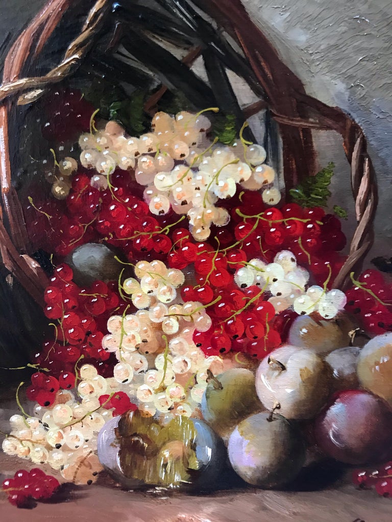 BRUNEL NEUVILLE Alfred - Still Life Fruits Basket and Wine, Paintings ...