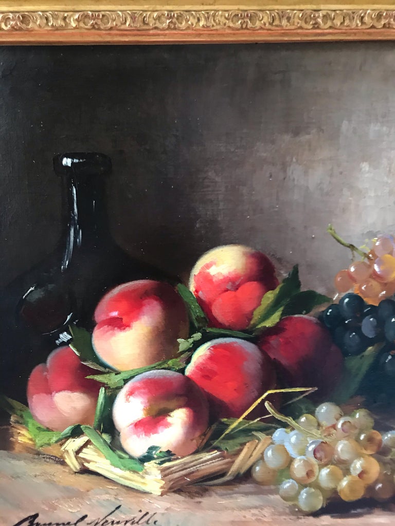 BRUNEL NEUVILLE Alfred - Still Life Fruits Basket and Wine, Paintings ...