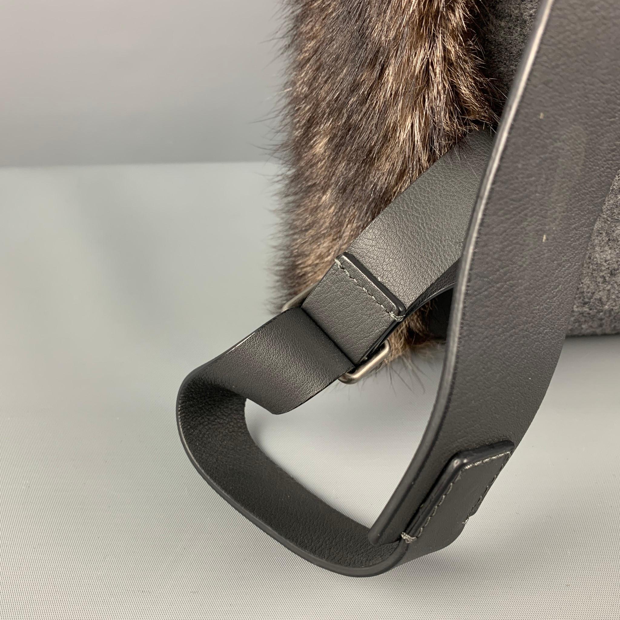 BRUNELLO CUCINELLI Brown Grey Fox Fur Monili Backpack For Sale at 1stDibs