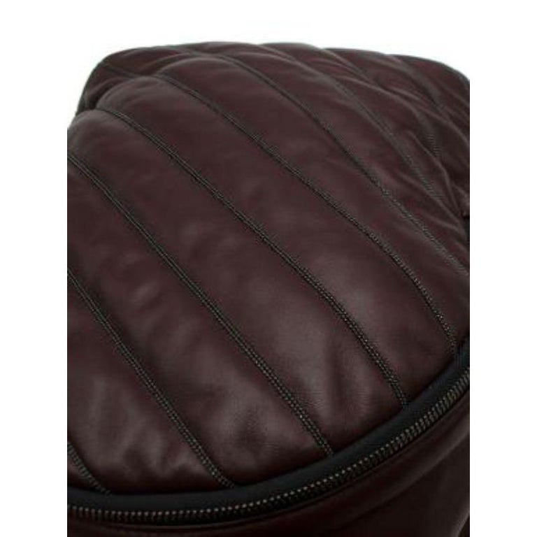 Brunello Cucinelli burgundy quilted Monili detail backpack For Sale at ...