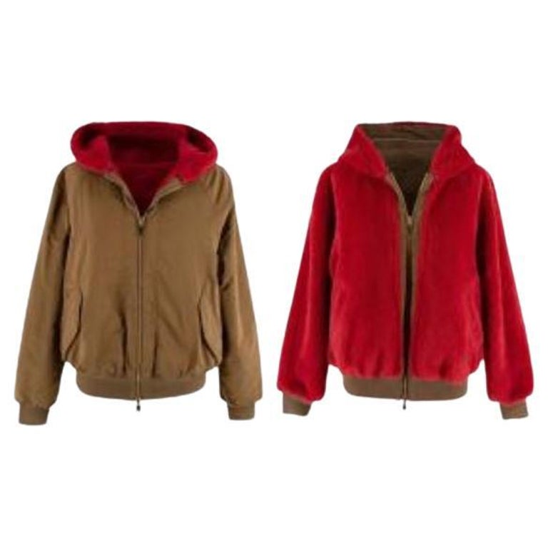 Brunello Cucinelli Camel and Red Reversible Nylon Teddy Jacket For Sale ...