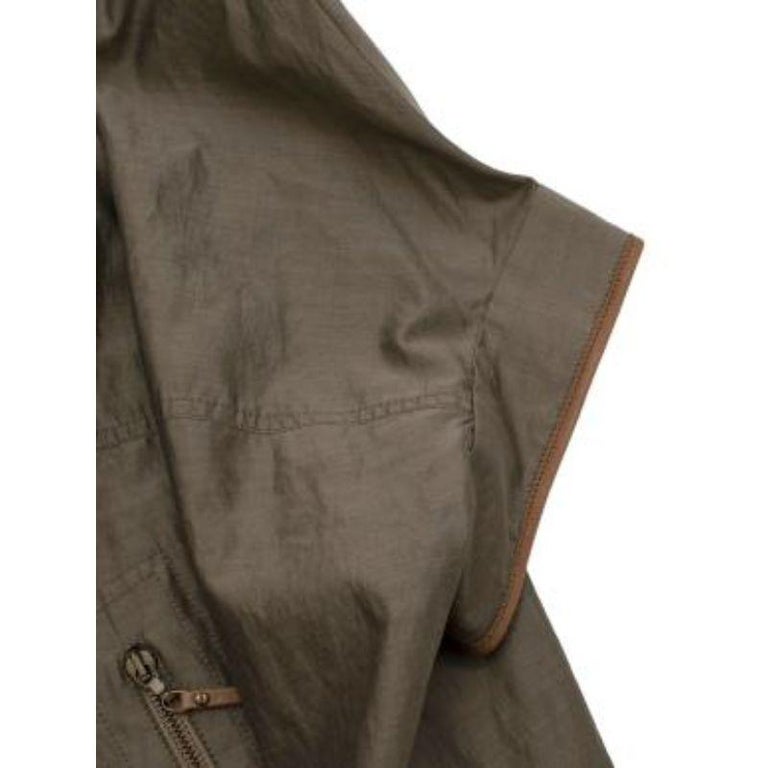 Brunello Cucinelli Cotton and Silk Leather Trimmed Poncho For Sale at ...