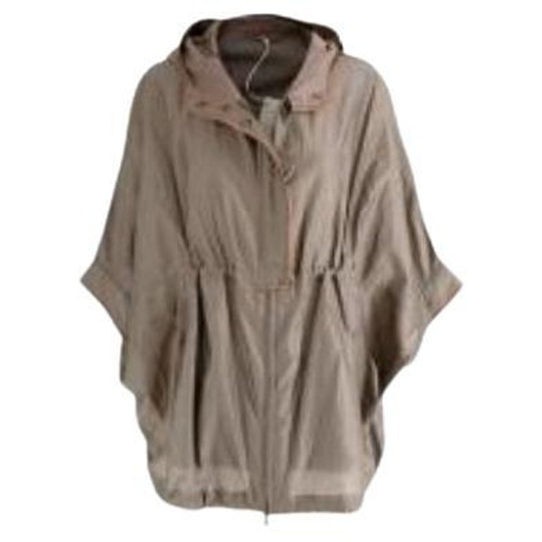 Brunello Cucinelli Cotton and Silk Leather Trimmed Poncho For Sale at ...