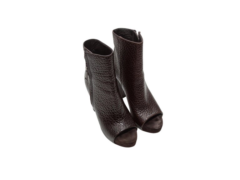 Brunello Cucinelli Dark Brown Leather Peep-Toe Booties at 1stDibs ...