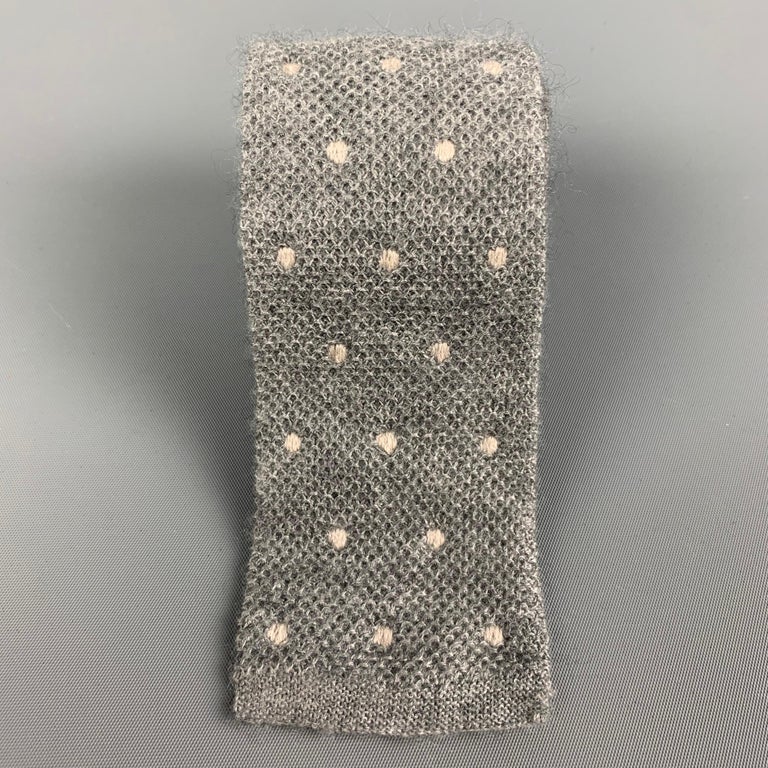 BRUNELLO CUCINELLI Grey White Polka Dot Cashmere Silk Tie For Sale at ...