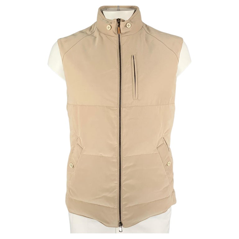 BRUNELLO CUCINELLI Size XL Tan Quilted Polyester Nylon Vest For Sale at ...