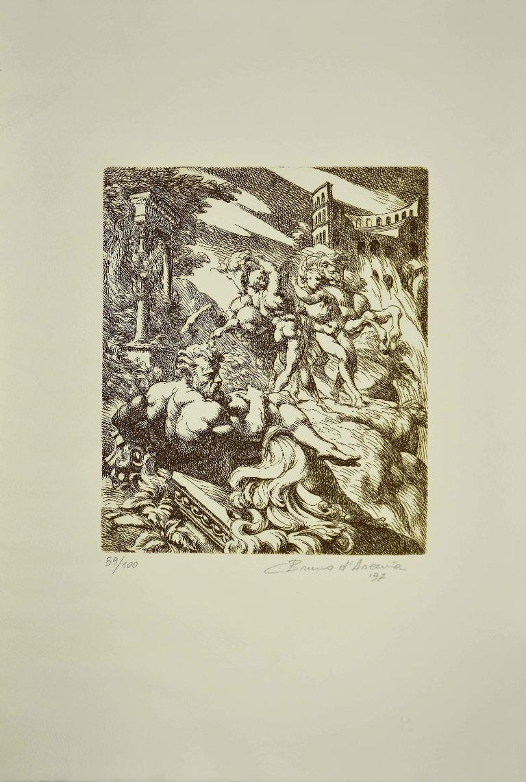 Bruno Bruni - Mythologic Figures - Etching by Bruno Bruni - 1997 For ...