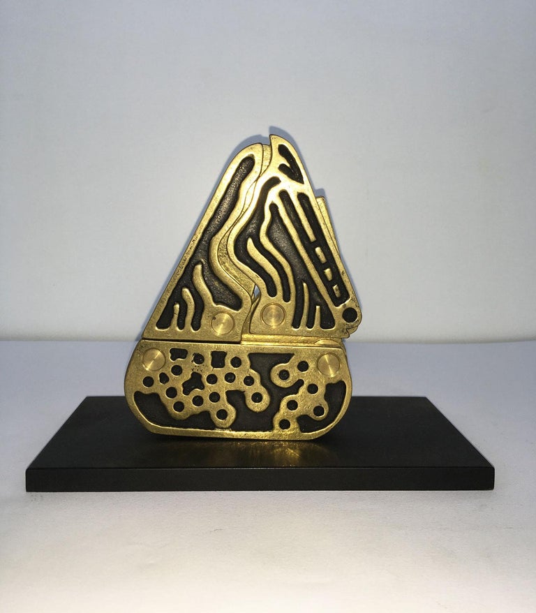 Bruno Chersicla - 1980 Italy Bronze Abstract Kinetic Sculpture Bruno ...