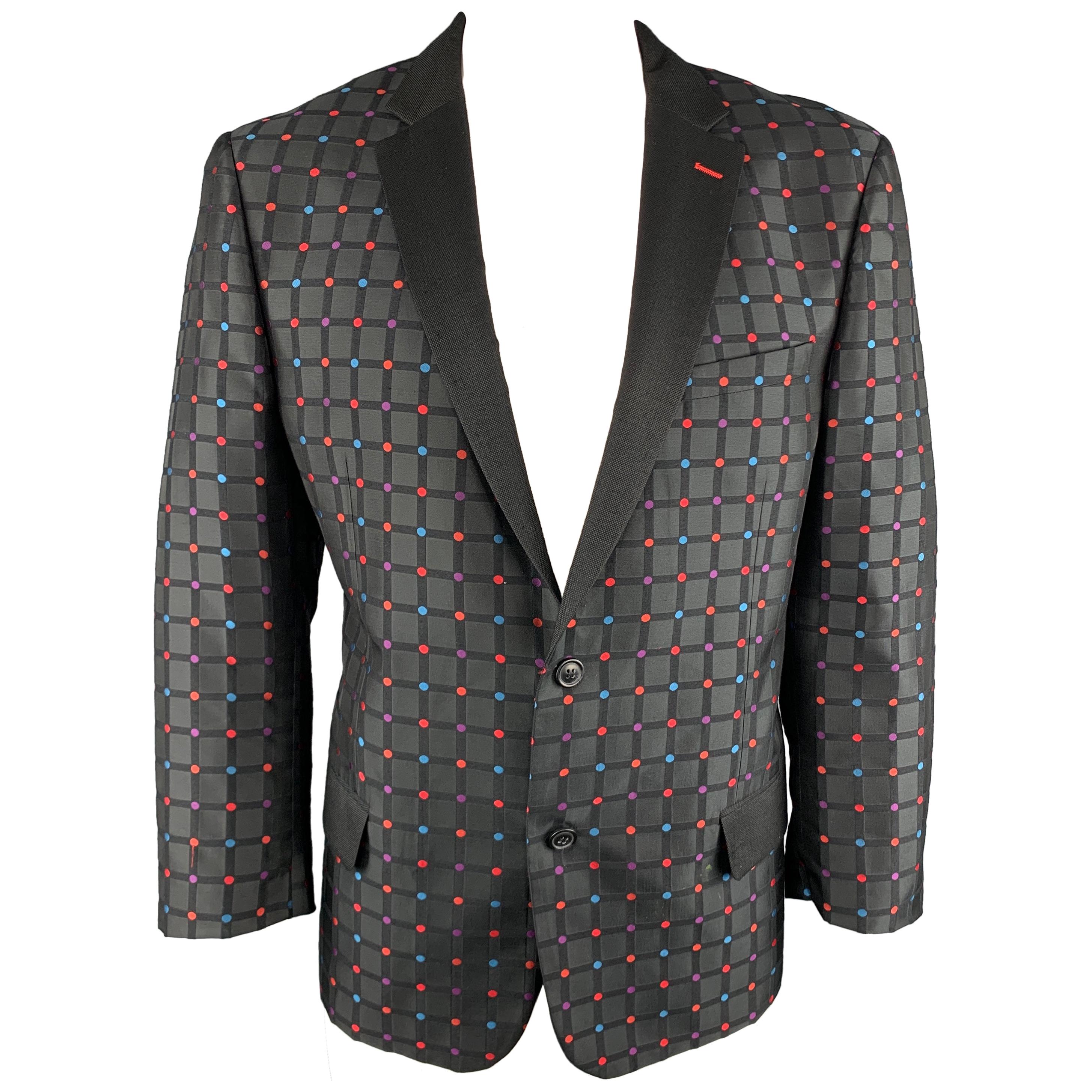 BRUNO CONTE Size XL Black and Red Polyester Notch Lapel Sport Coat at ...