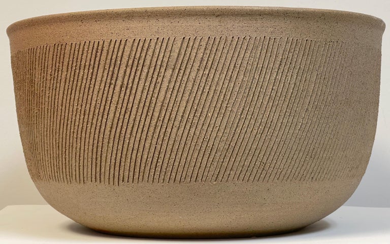 Bruno Gambone Large Incised Pottery Centerbowl, circa 1970s For Sale at ...