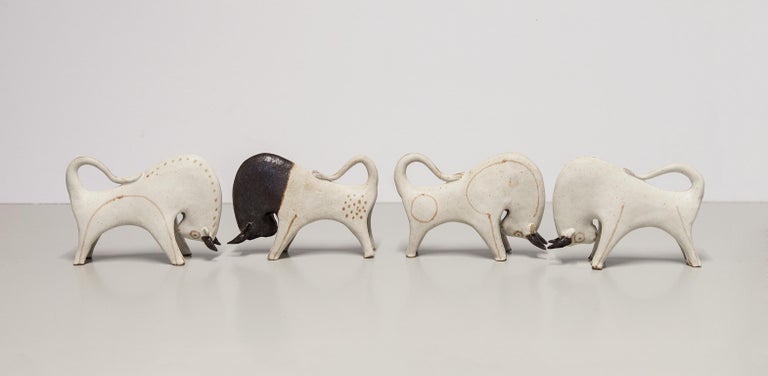 Bruno Gambone Stoneware Bull Set of 4 For Sale at 1stDibs