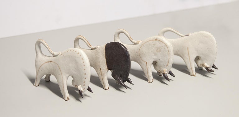 Bruno Gambone Stoneware Bull Set of 4 For Sale at 1stDibs