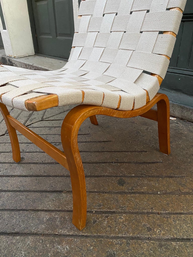 Bruno Mathsson Eva Chair with New Webbing For Sale at 1stDibs