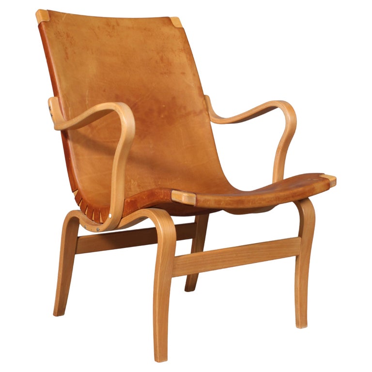 Bruno Mathsson Eva Lounge Chair with Leather at 1stDibs