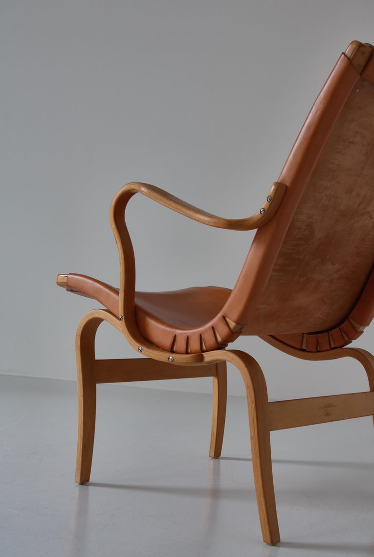 Bruno Mathsson "Eva" Lounge Chairs in Saddle Leather, Scandinavian ...