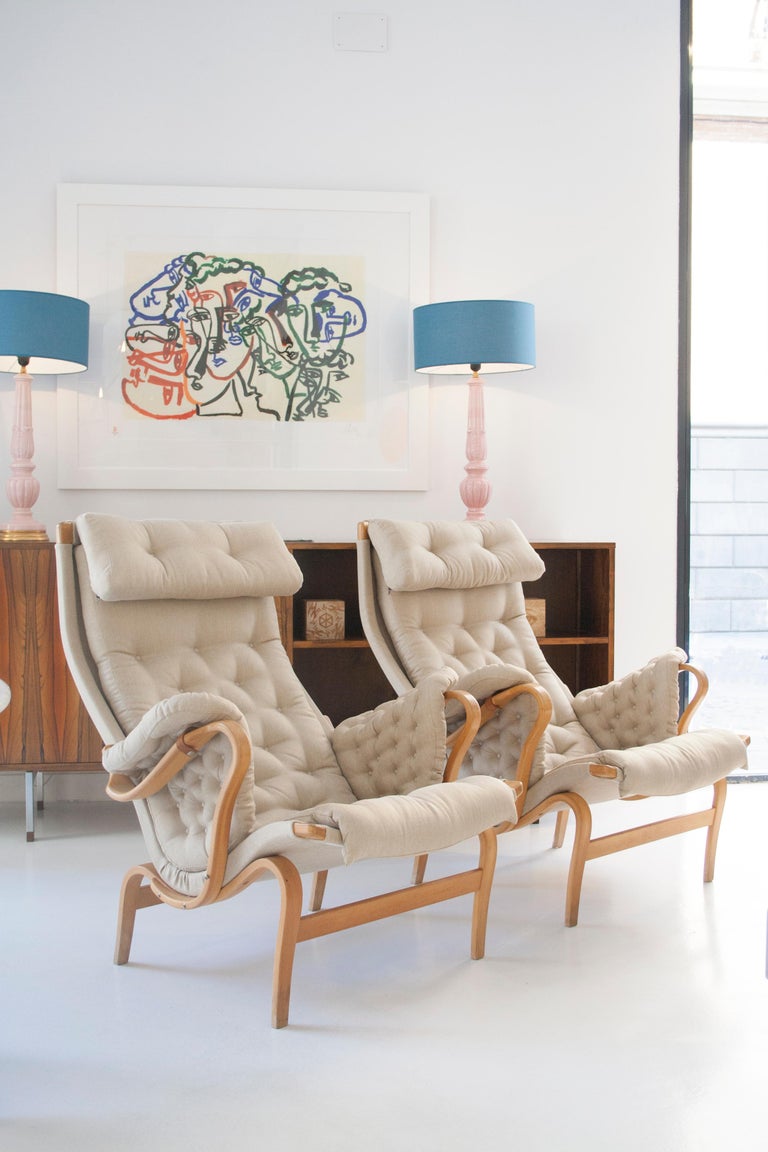 Bruno Mathsson "Pernilla" Model Brown Beige Birch Wood Swedish ...