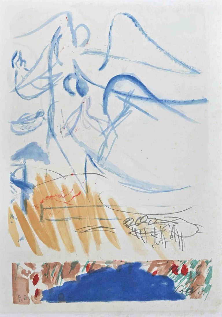 Bruno Saetti - Blue Angels - Lithograph by Bruno Saetti - 1973 For Sale ...