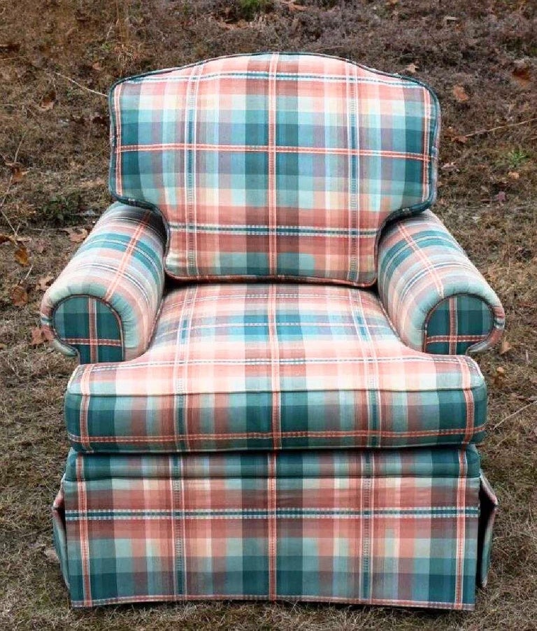 Brunschwig and Fils Custom Oxford Armchair Cotton Check, Down, Plaid ...