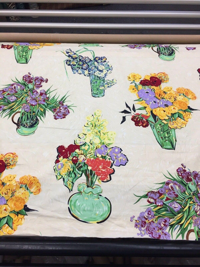 Brunschwig and Fils Les Bouquets Cotton Floral Cream Textile Fabric ...