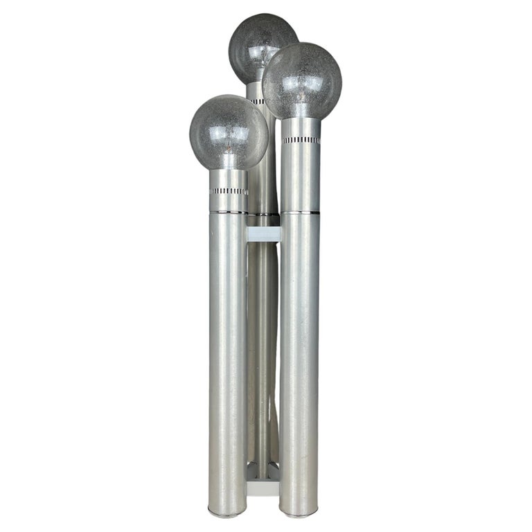 Brushed Aluminum Floor Lamp, Italy, 1970s For Sale at 1stDibs